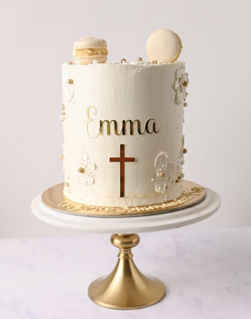 Communion & Confirmation Tall Personalised Cake (White) - Quigleys